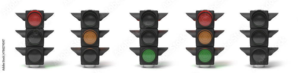 Traffic lights showing various signal phases Stock Illustration | Adobe ...
