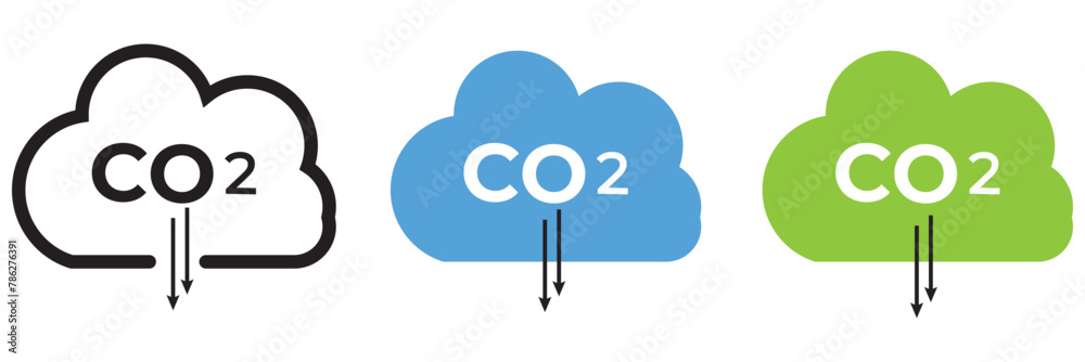 co2 emissions icon. carbon dioxide pollution. ecology and environment ...