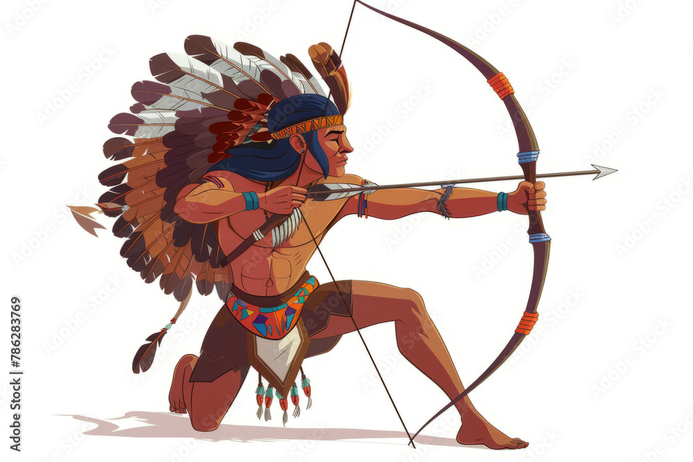 Apache Scout: A skilled Apache warrior, equipped with a bow and quiver ...