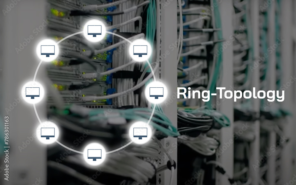 illustrated Ring-Topology and Ring-Topology lettering in front of a ...