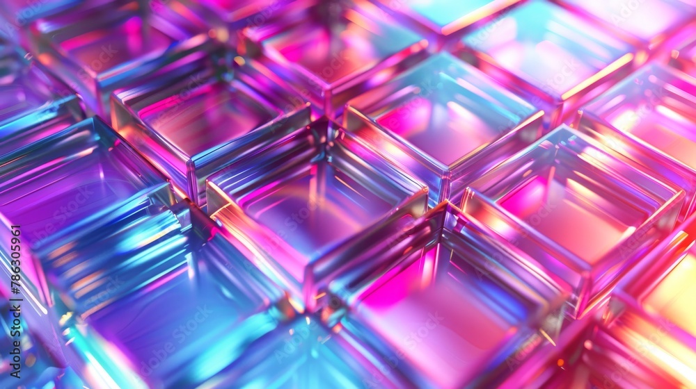 An abstract 3D background wallpaper with glass squares that emit ...