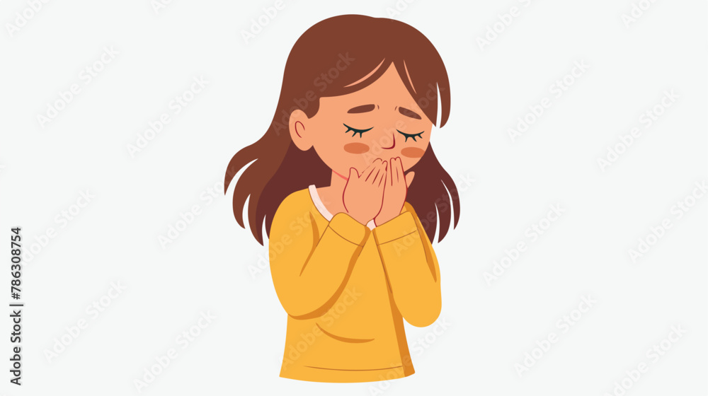 Girl child suffering from vomit and closing mouth Stock Vector | Adobe ...