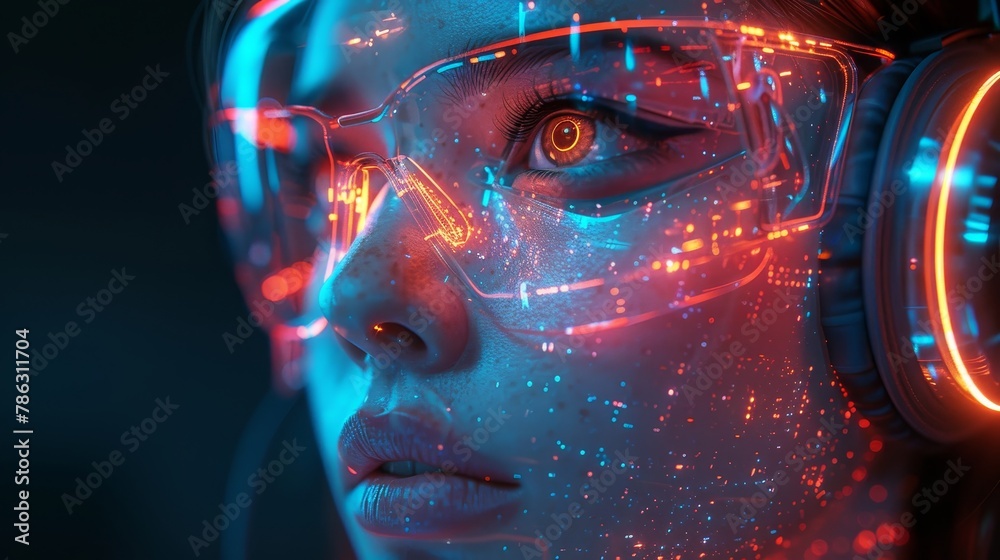 Chatbot avatar. Round icon of AI face in image of a humanoid female ...