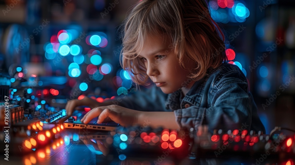 Kids learning computer game technology, robotics, engineering, with AI ...