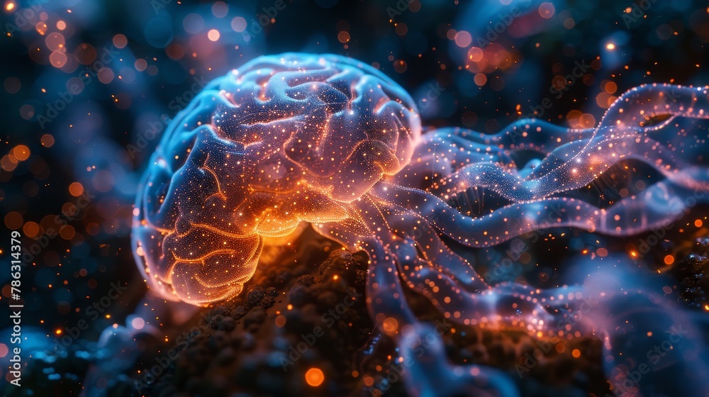 ภาพประกอบสต็อก Human brain transfer, brain chipping, restoring neural ...