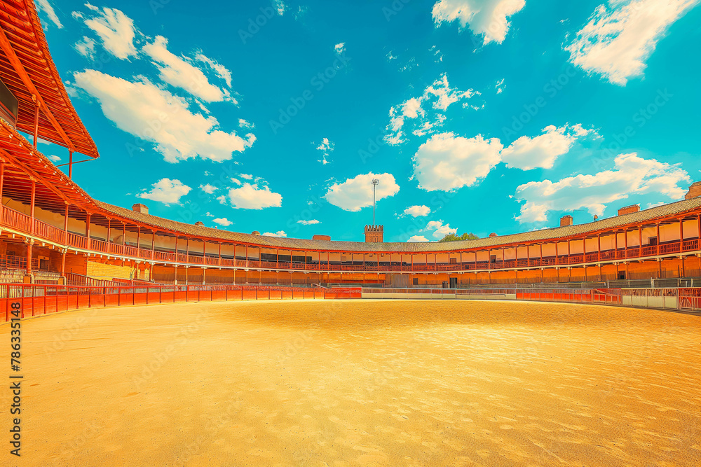 Empty round bullfight arena in Spain. Spanish bullring for traditional ...
