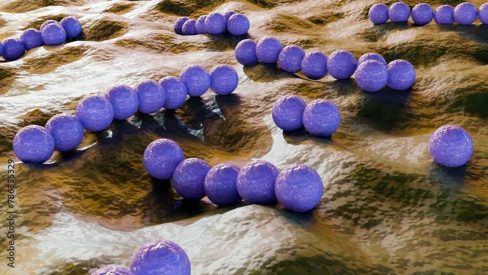 3d rendering of streptococcus, is spherical bacterium that belong to ...