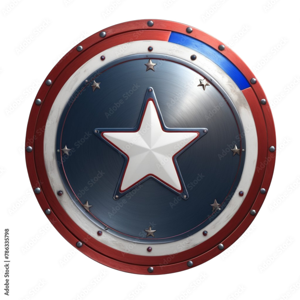 3d America Patriotic Metal Round Shield with Star and Blue, Red and ...