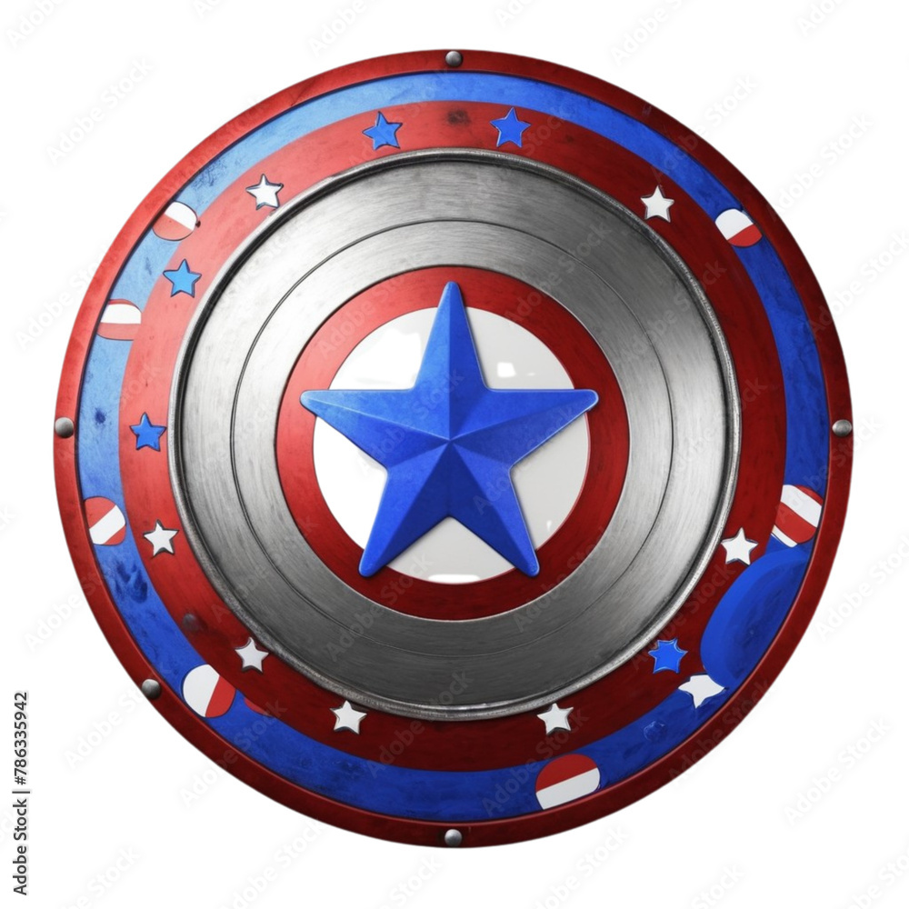 3d America Patriotic Metal Round Shield with Star and Blue, Red and ...