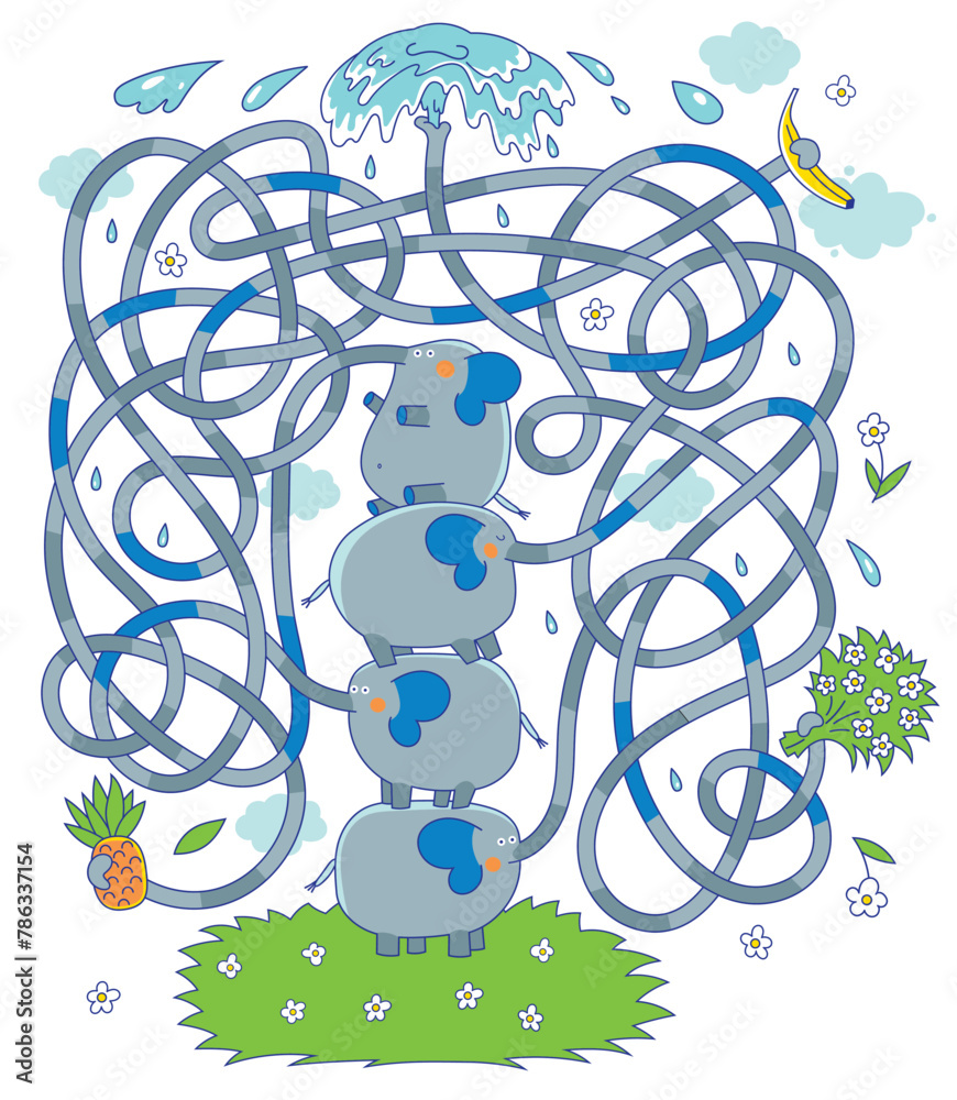 Fun pyramid of elephants. A fun labyrinth puzzle for kids. Vector ...