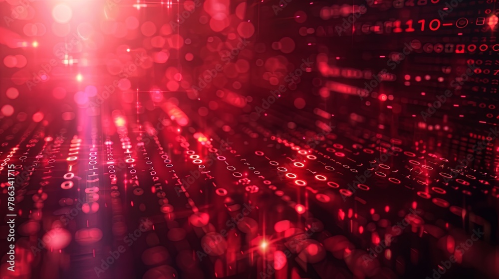 Red and black abstract tech background with binary code and circuit ...