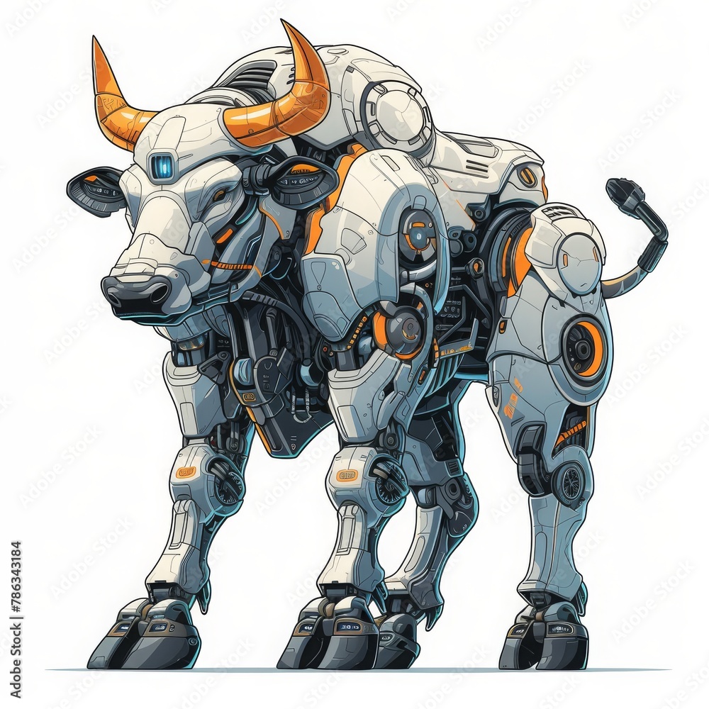 bull robot vector cartoon illustration of a buffalo bull robot Stock ...