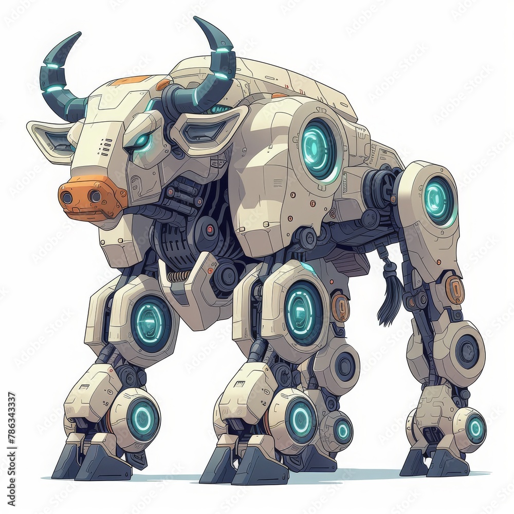 bull robot vector cartoon illustration of a buffalo bull robot Stock ...