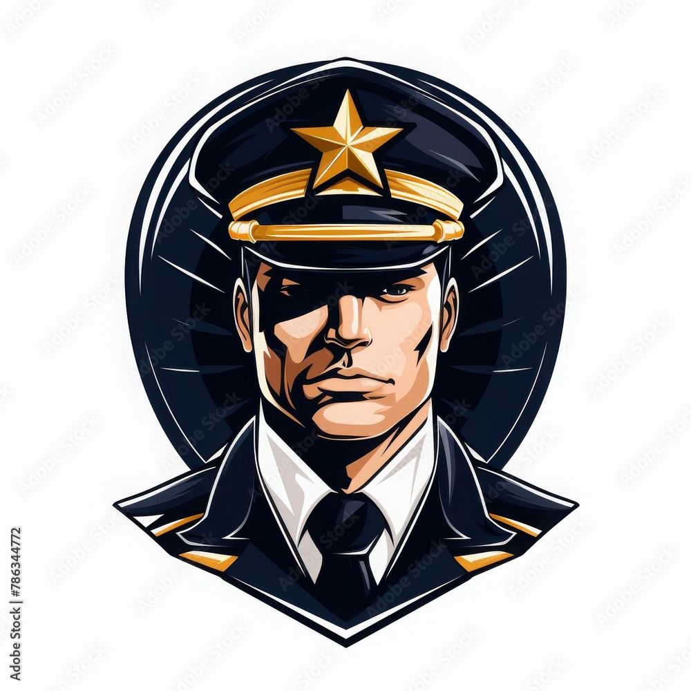 logo of chief ship captain with hat and smile vector cartoon ...
