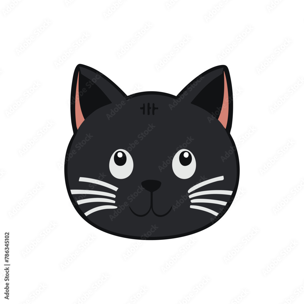 vector isolated silhouette cat, Cute cartoon black cat, cat logo, and ...