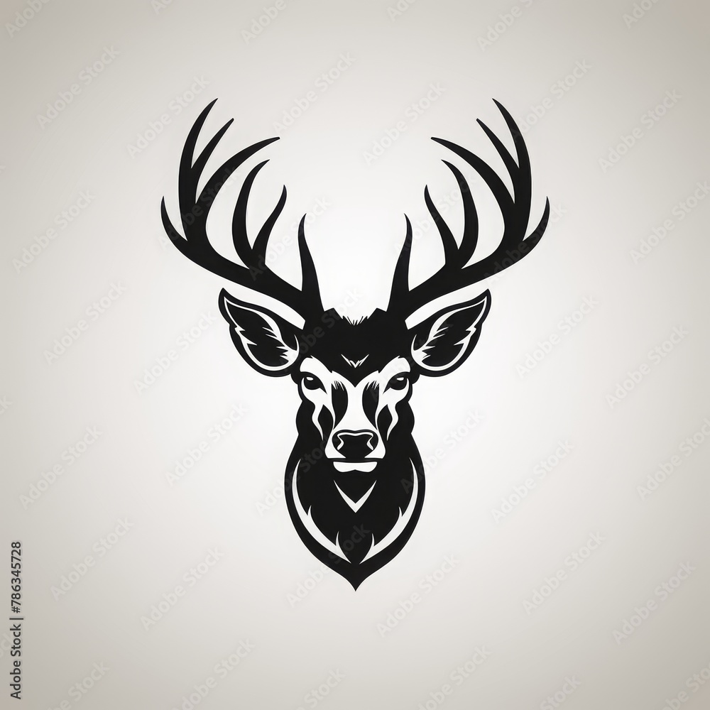 deer head logo on plain white background vector logo, simple 2D ...