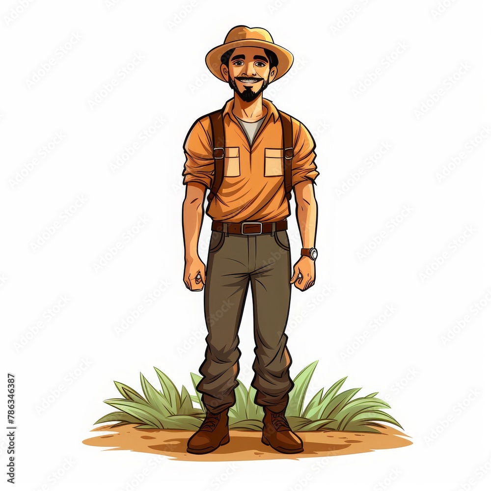 farmer logo, vector illustration, cartoon farmer character wearing a ...