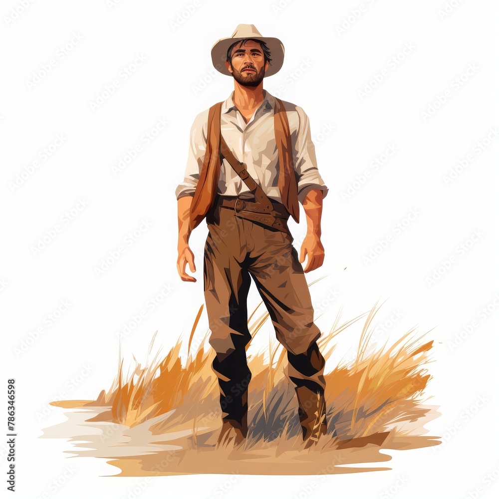 farmer logo, vector illustration, cartoon farmer character wearing a ...