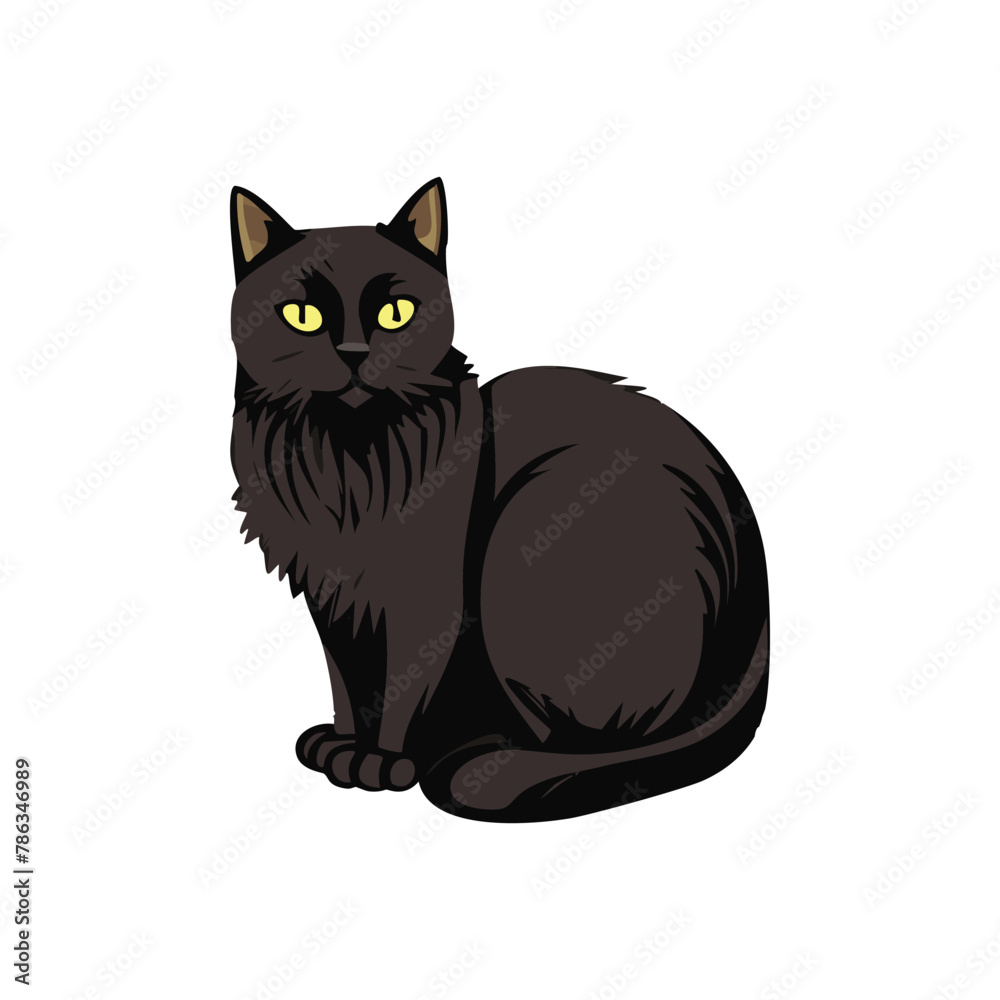 vector isolated silhouette cat, Cute cartoon black cat, cat logo, and ...