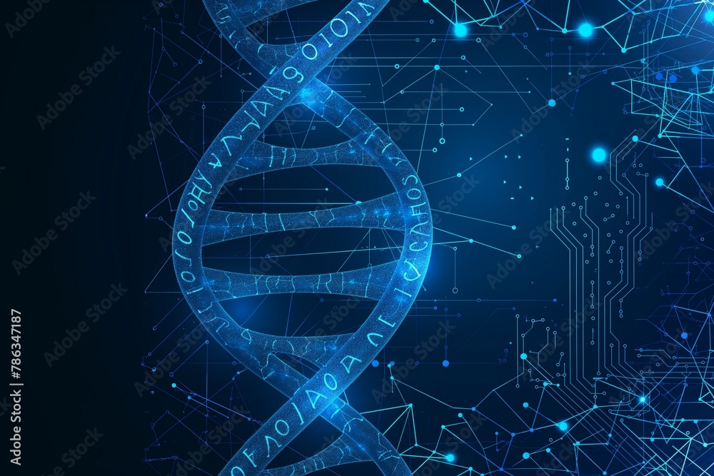 DNA double helix in light blue futuristic style, DNA background ...