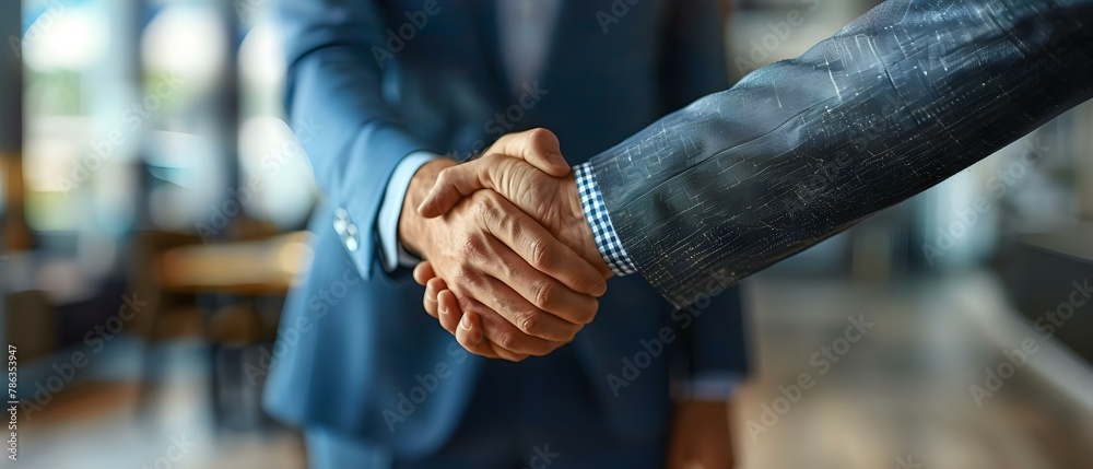 Sealing Success: A Firm Handshake in a Sleek Office. Concept ...