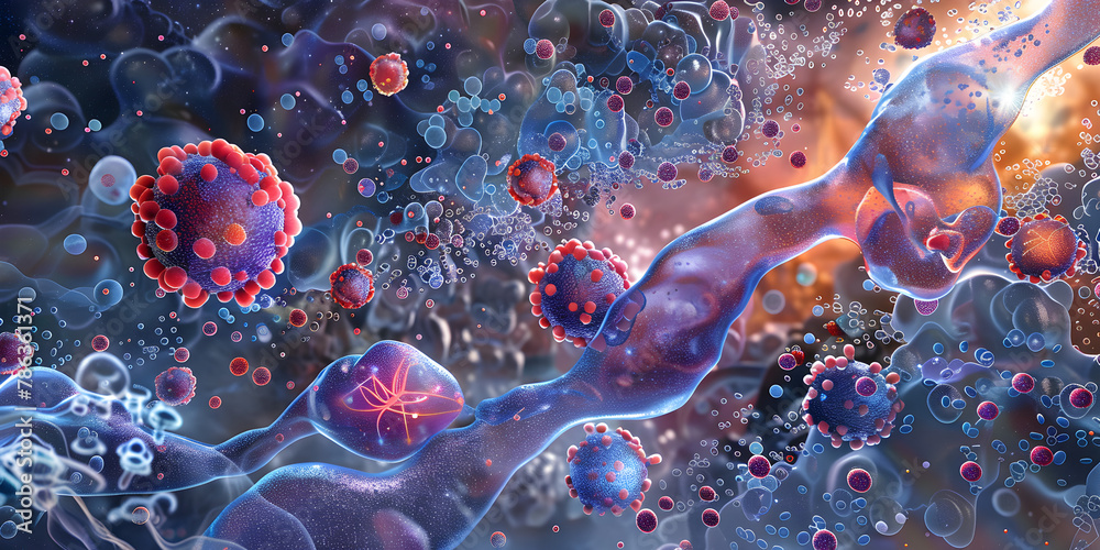 Nanoparticles targeting cancer cells, visual concept of targeted drug ...