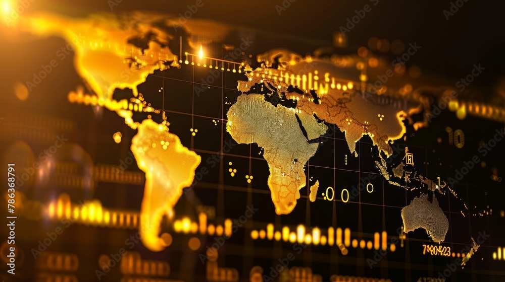 World map with heatmap showing inflation rates in different countries ...