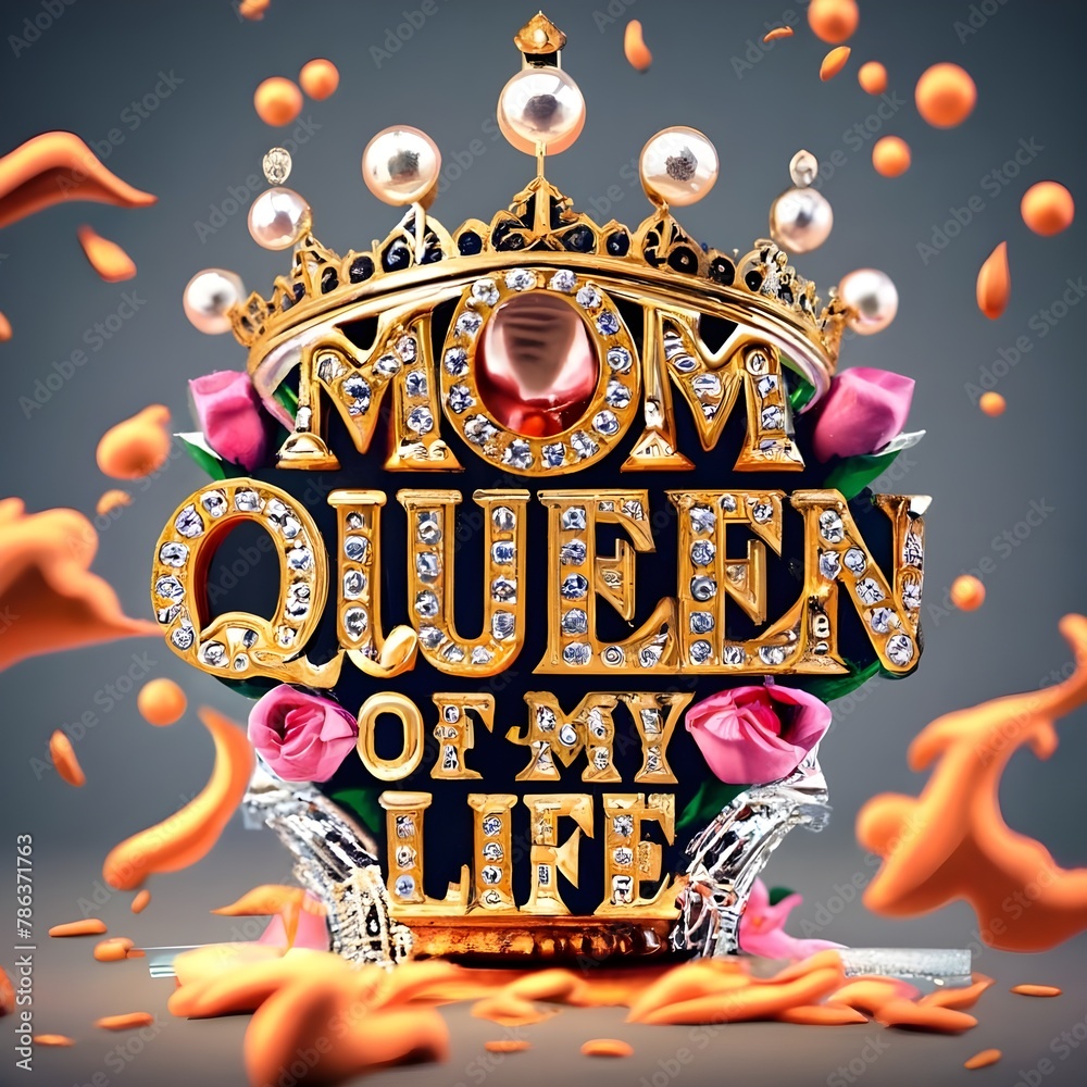 A regal scene fit for a MOM queen, a 3d golden manuscript calligraphy ...