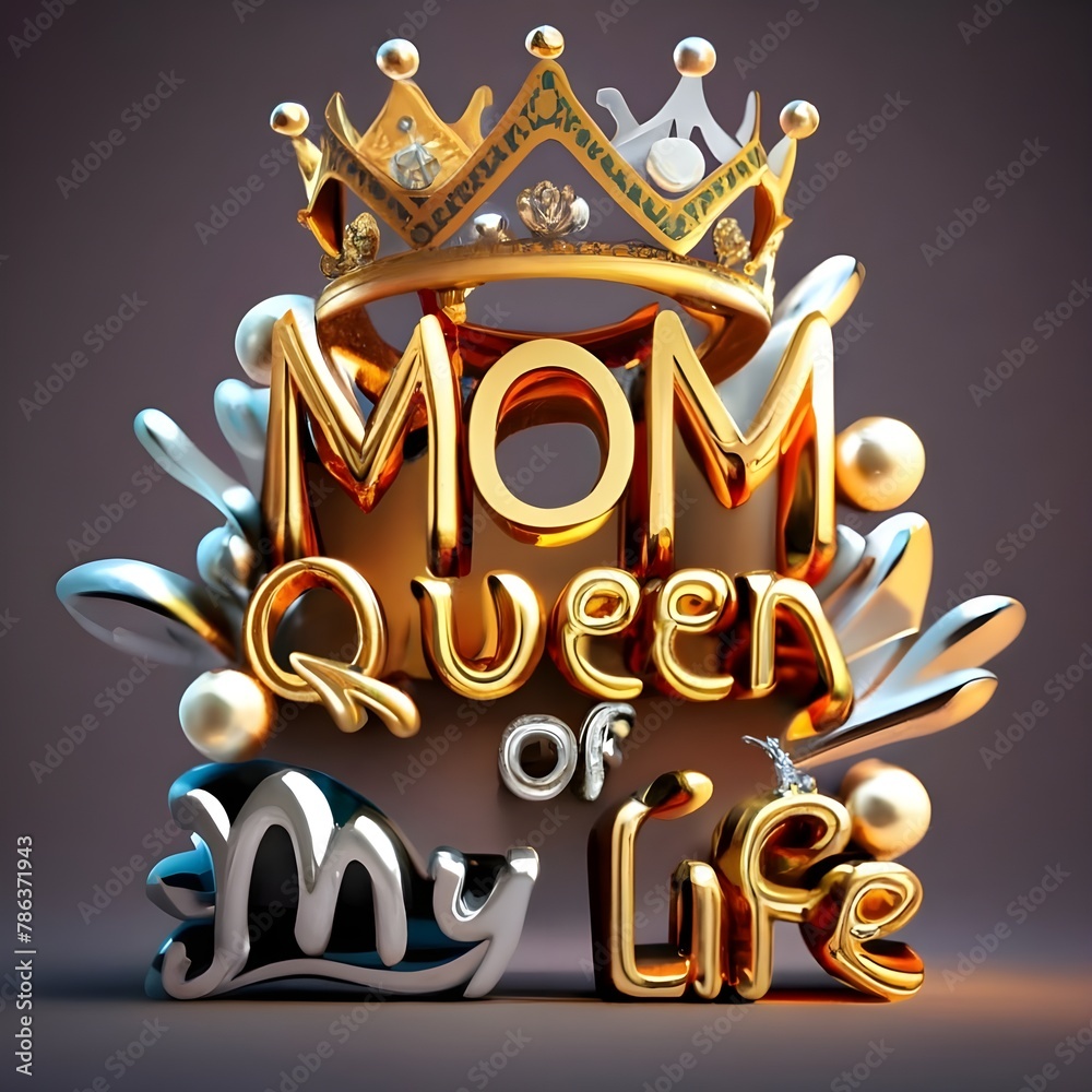 A regal scene fit for a MOM queen, a 3d golden manuscript calligraphy ...