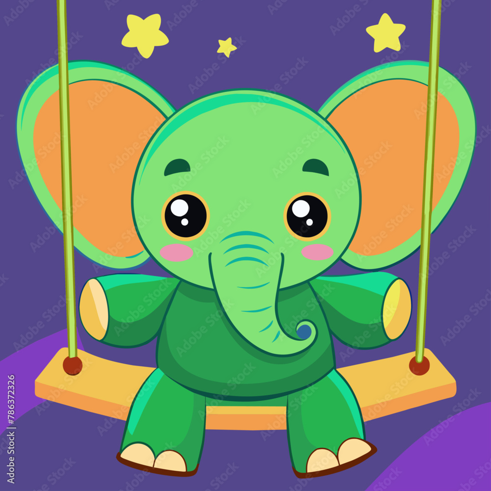 elephant sitting on swing,elephant, animal, swing, cartoon, vector ...