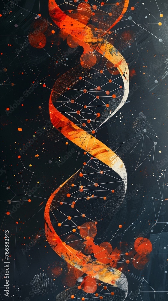 Craft a dynamic visual representation of a DNA helix unraveling into ...