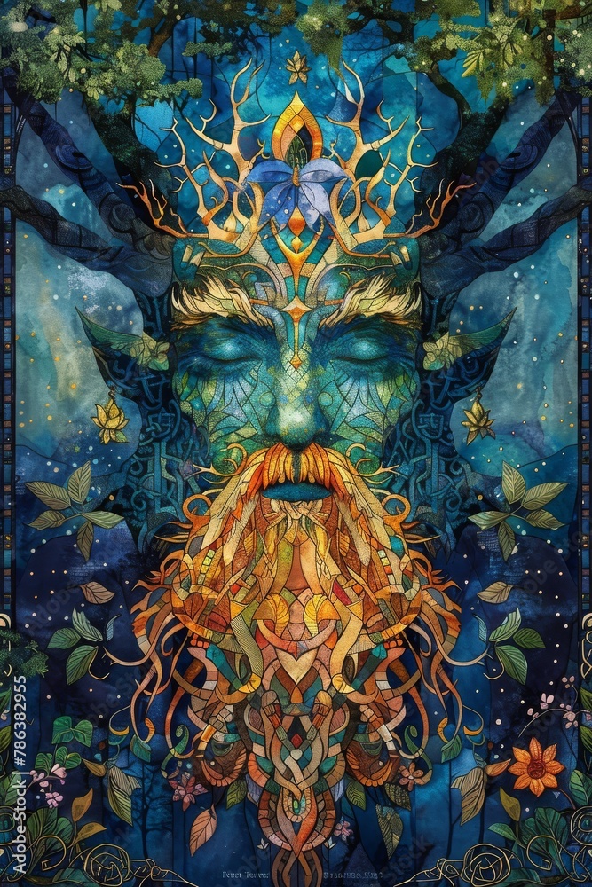 Delve into the world of Celtic folklore with a frontal view design that ...