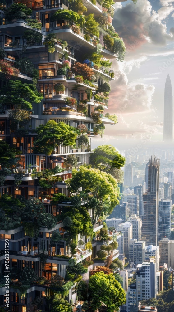 Reimagined urban density through the vertical cities concept, featuring ...