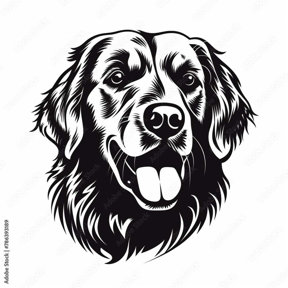 Golden retriever face silhouette, solid black, illustrator, no color ...