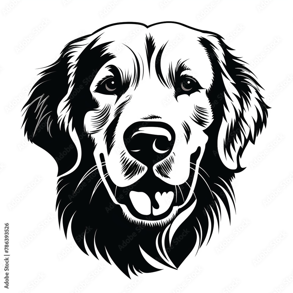 Golden retriever face silhouette, solid black, illustrator, no color ...