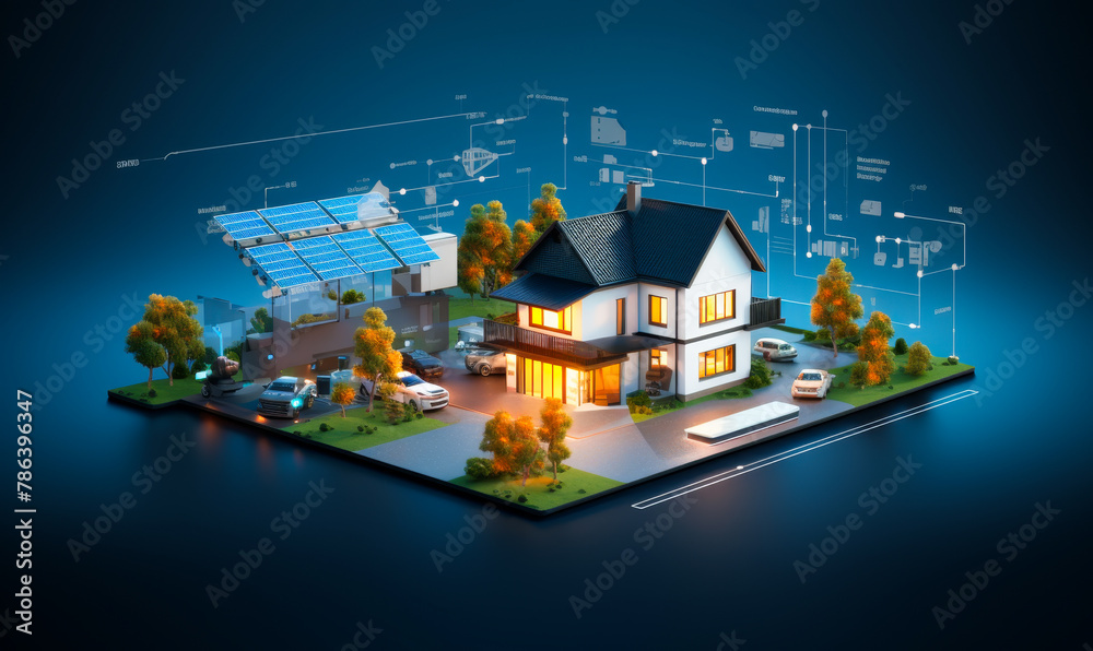 Infographic Smart Home Diagram: Solar Panels, Battery Energy Storage ...