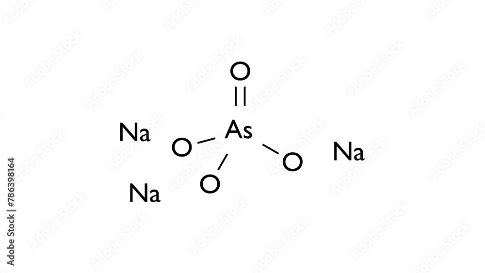 sodium arsenate molecule, structural chemical formula, ball-and-stick ...