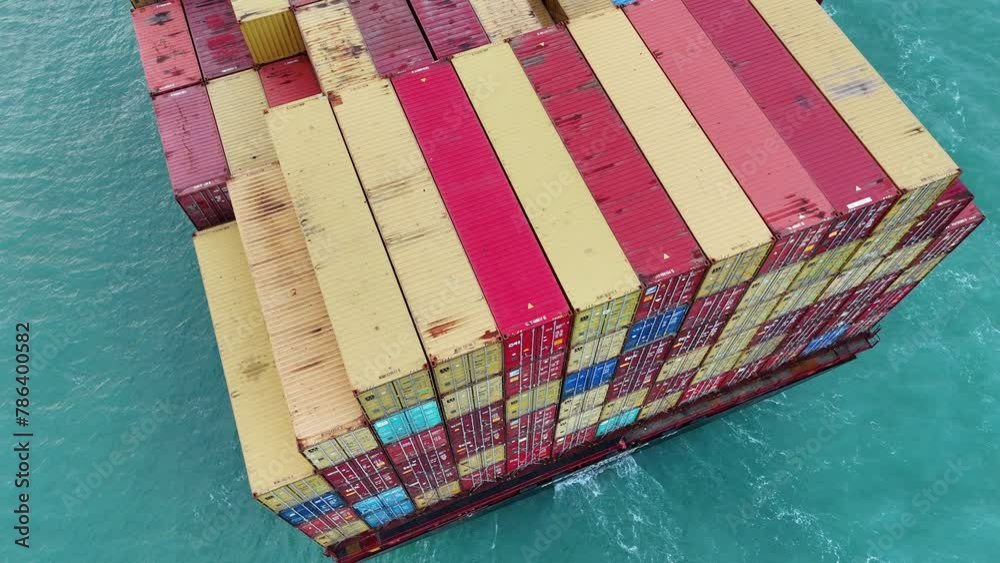 Stern Cargo Container ship the ocean ship carrying container and ...