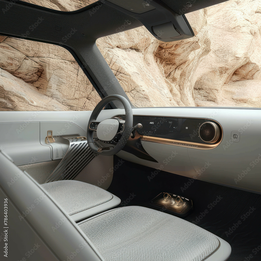 Explore a minimalist off-road vehicle interior concept, featuring ...
