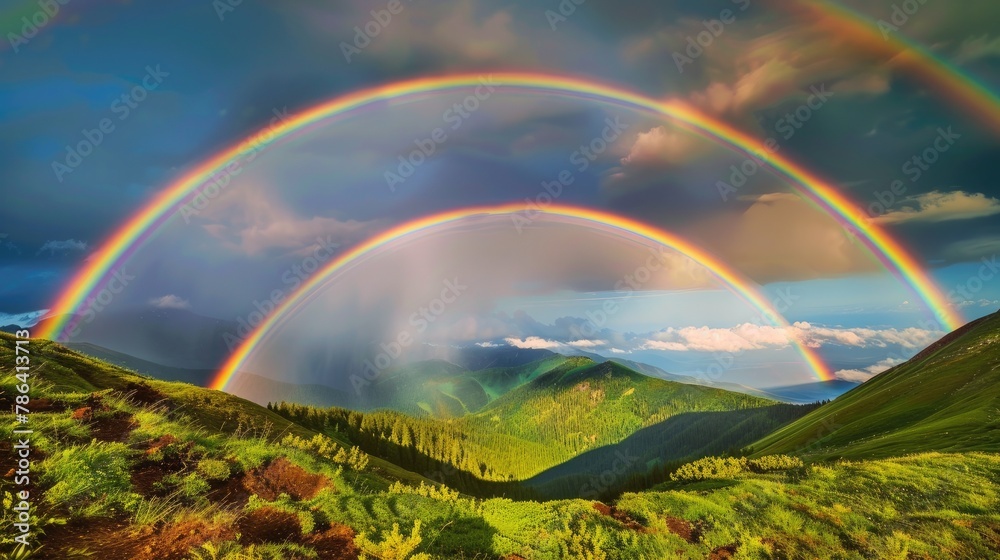 Rainbow-themed images depicting double rainbows, supernumerary rainbows ...