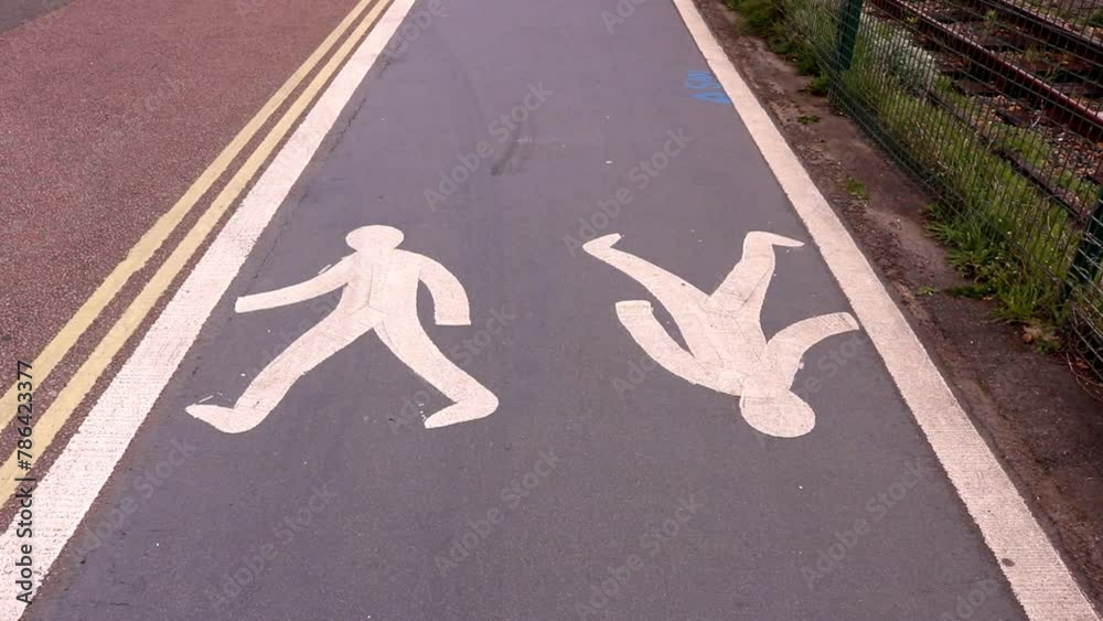 Pedestrian Path Walk Walking People Symbol Sign Pathway Marking Asphalt ...