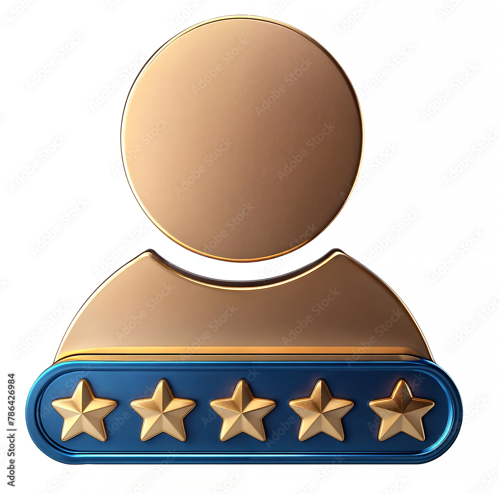 3D render of icon symbol design of user person as the head and a gold ...