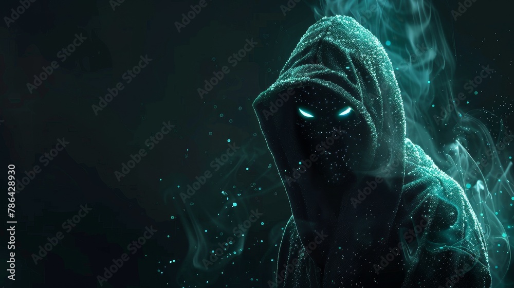 Ghost hacker avatar phasing through firewalls, cyber espionage, shadow network Stock ...