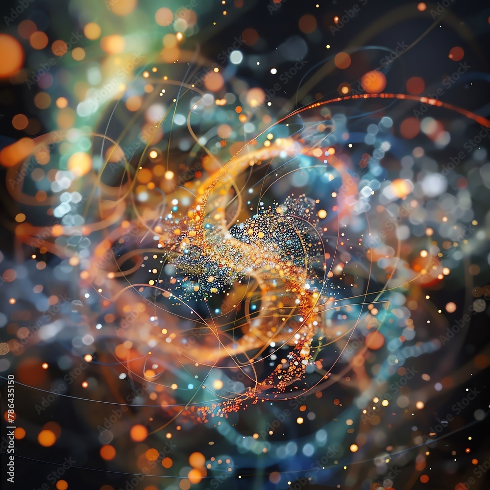 Key quantum phenomena visualized as particles and waves entangled, the ...