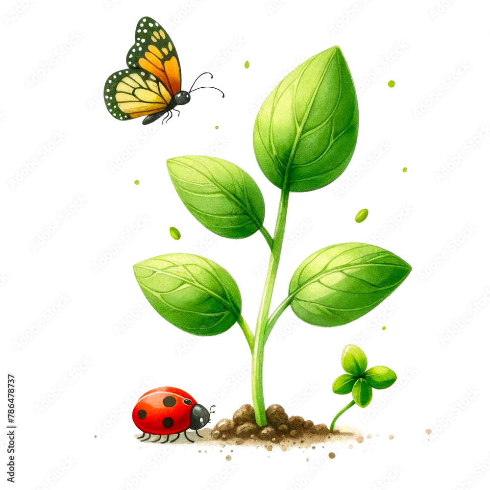 Watercolor Plant Sprouts Clipart, Plant Growth Process Illustrations ...