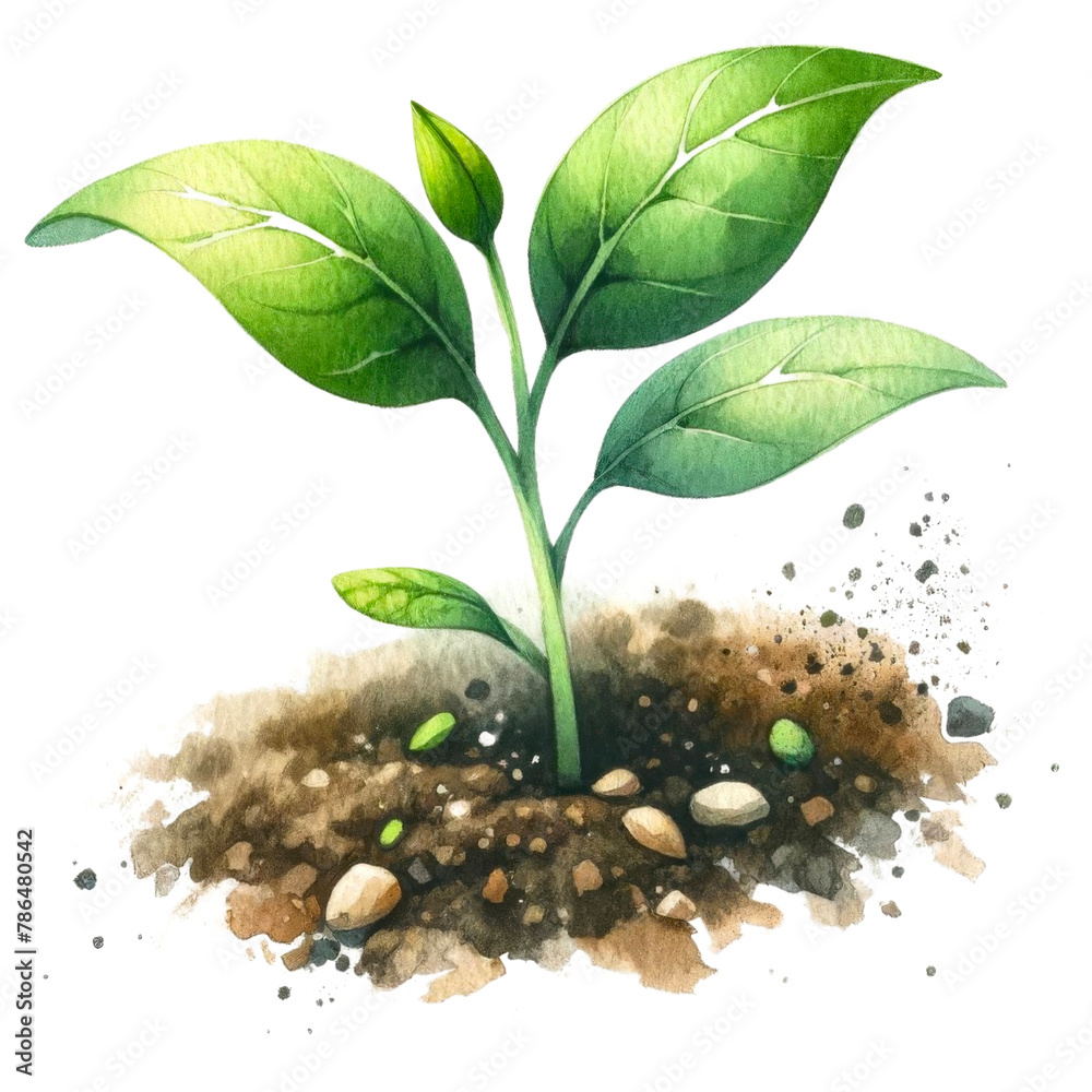 Watercolor Plant Sprouts Clipart, Plant Growth Process Illustrations ...