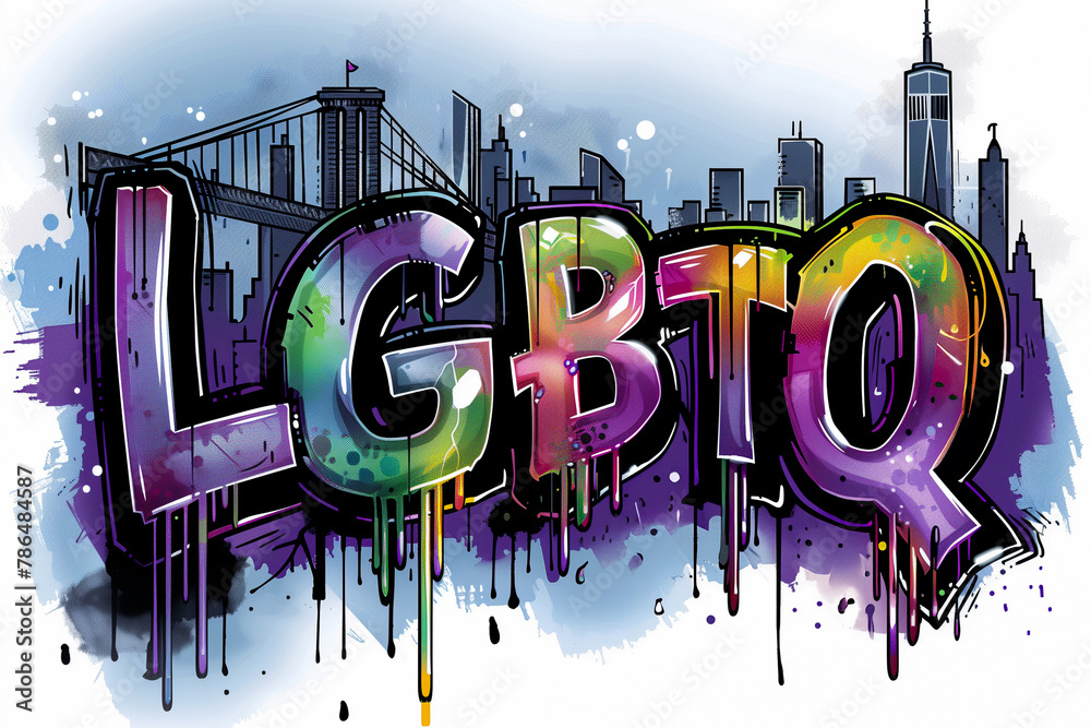 LGBTQ - graffiti style inscription. Spray painted tag, street art ...