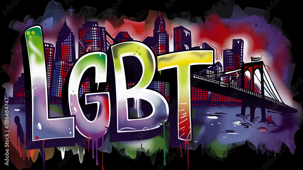 LGBT - graffiti style inscription. Spray painted tag, street art design ...