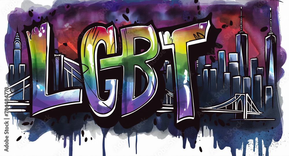 LGBT - graffiti style inscription. Spray painted tag, street art design ...