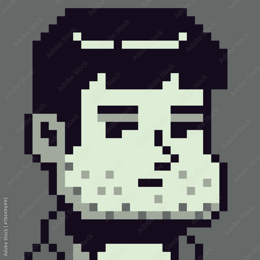 8-bit unshaven man, avatar pixel art male character, cartoon vector ...